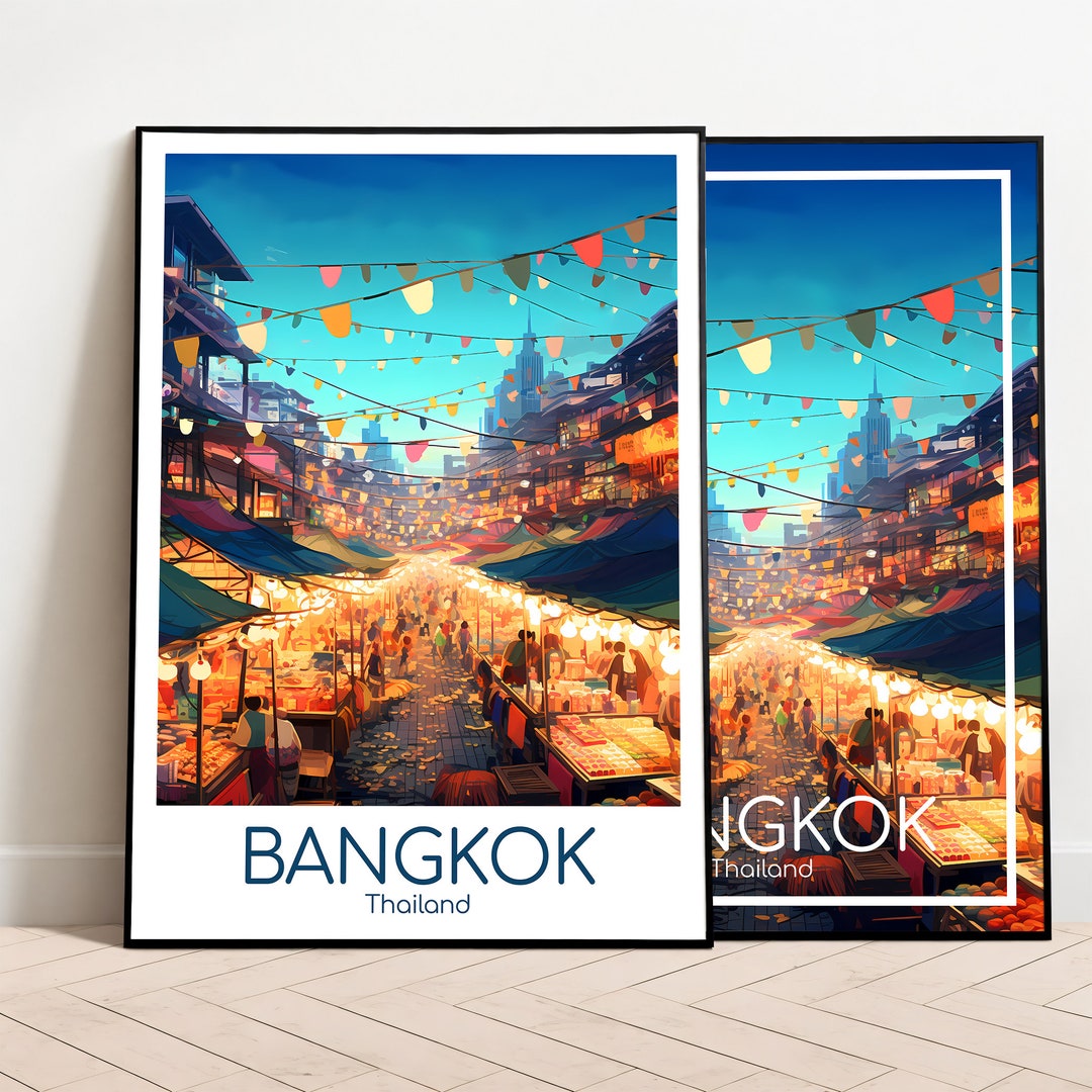 Bangkok Travel Poster Bangkok Poster Wall Art Thailand Vintage Poster ...