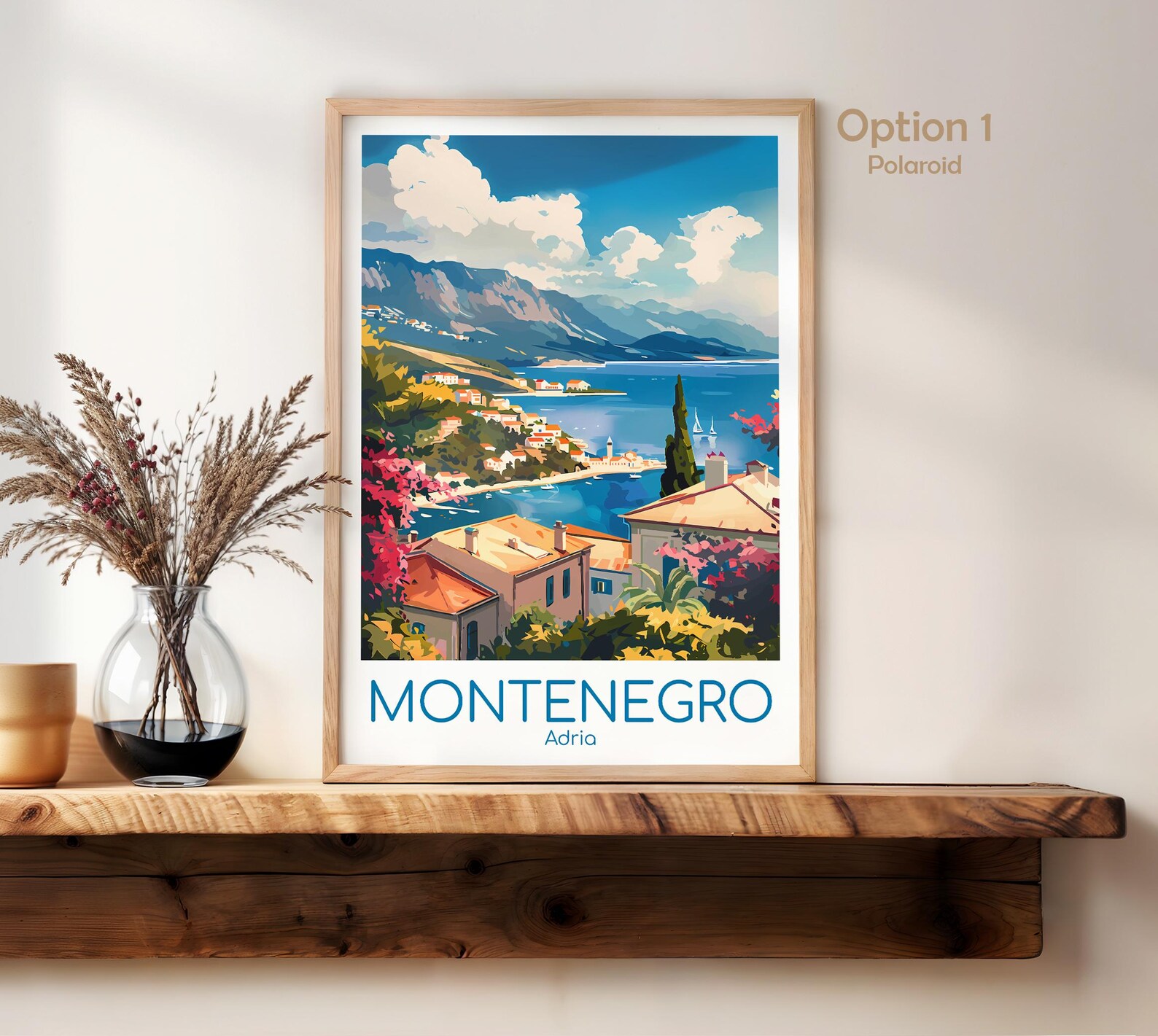 Montenegro Travel Poster, Montenegro Poster Wall Art, Adriatic Vintage ...