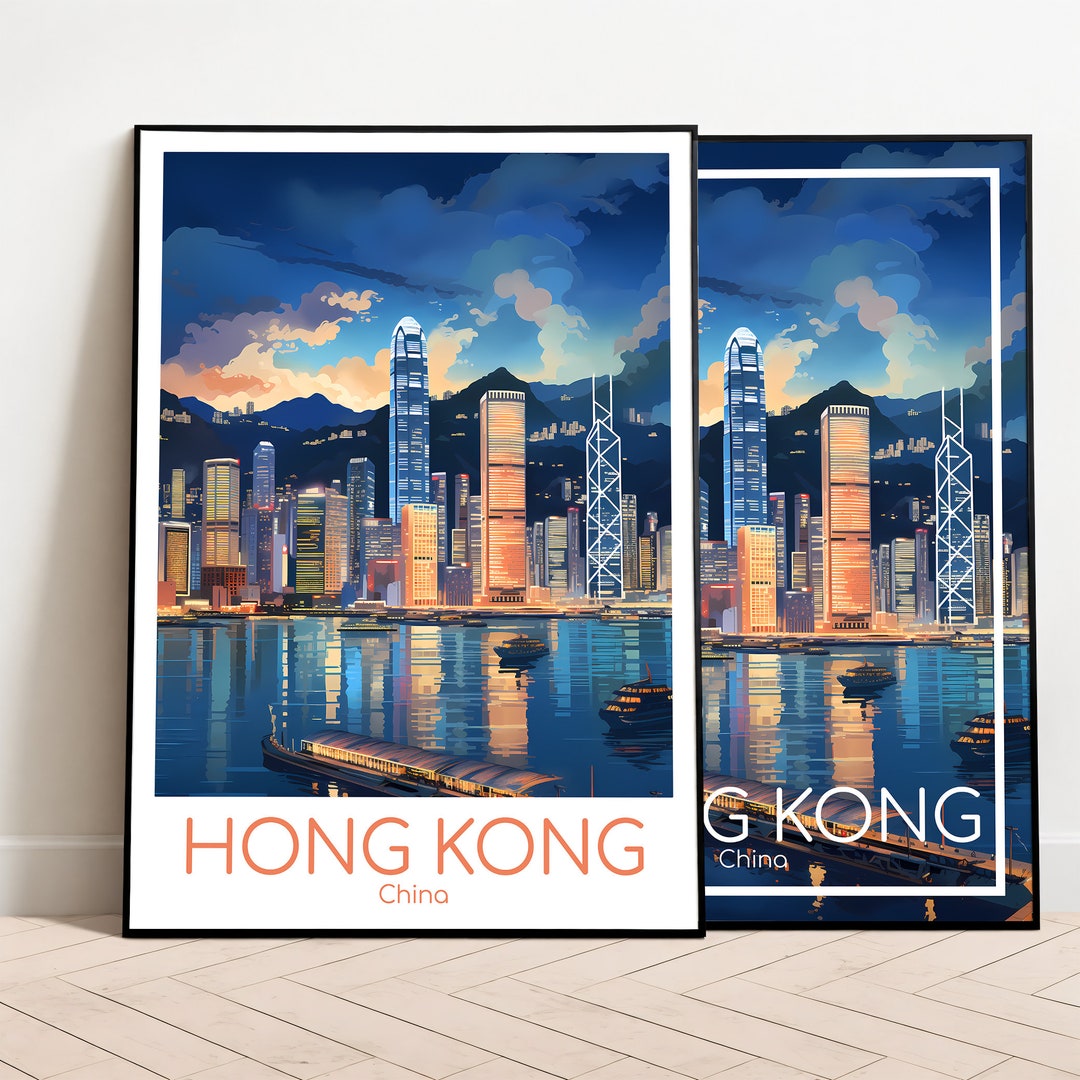 Hong Kong Travel Poster Hong Kong Poster Wall Art China Vintage Poster ...