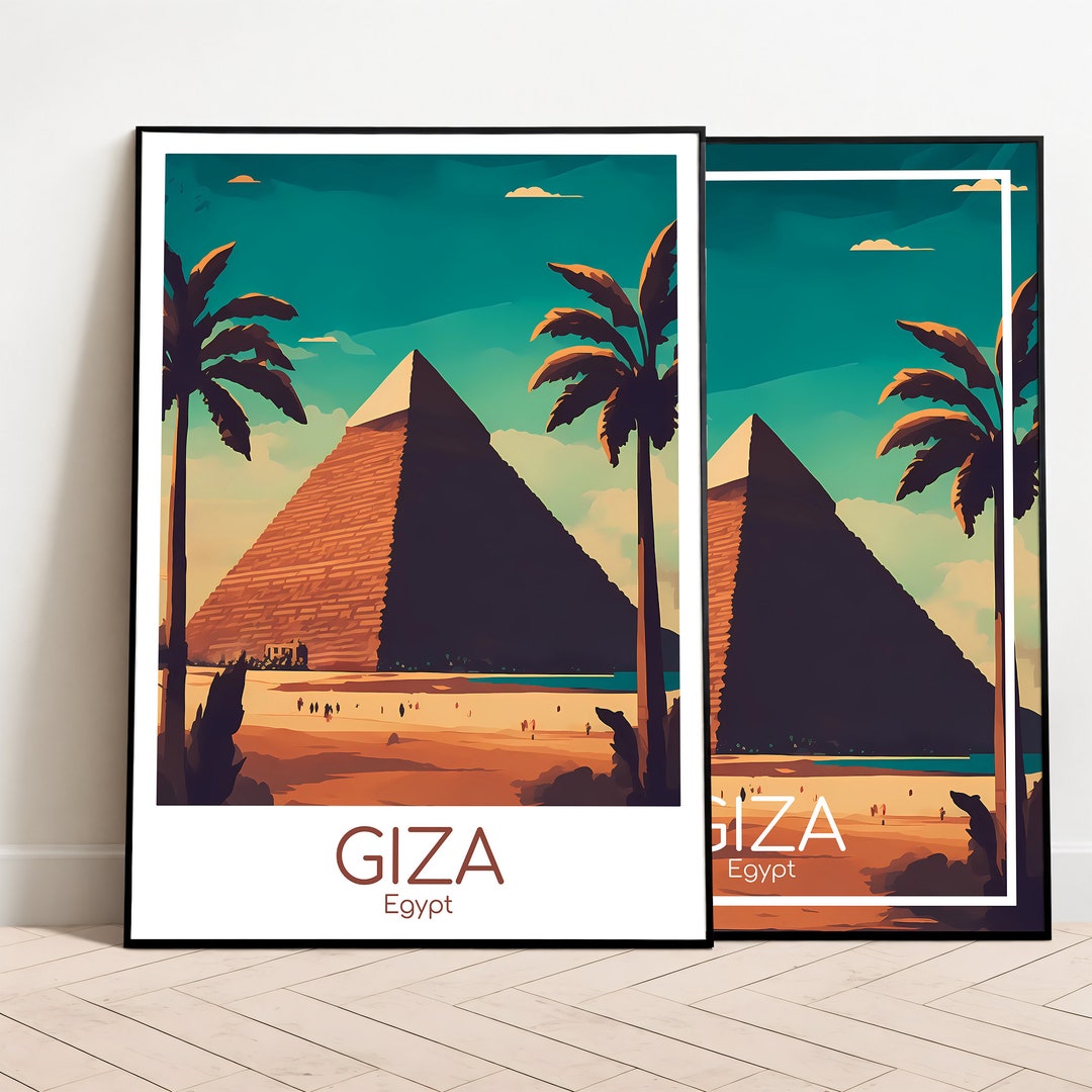 Pyramids Travel Poster Giza Poster Wall Art Egypt Pyramids Vintage ...
