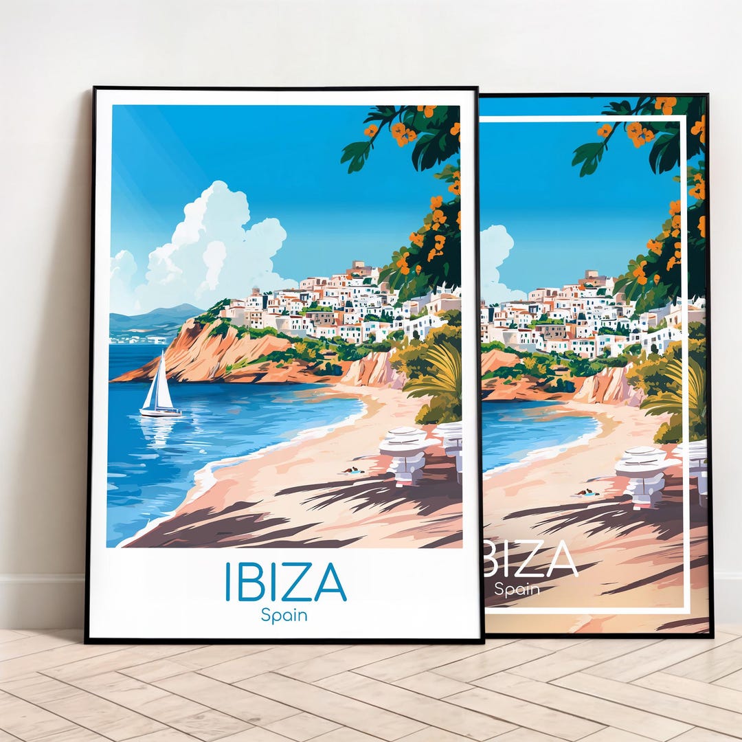 Ibiza Travel Poster Beach Ibiza Poster Beach Wall Art Spain Vintage ...