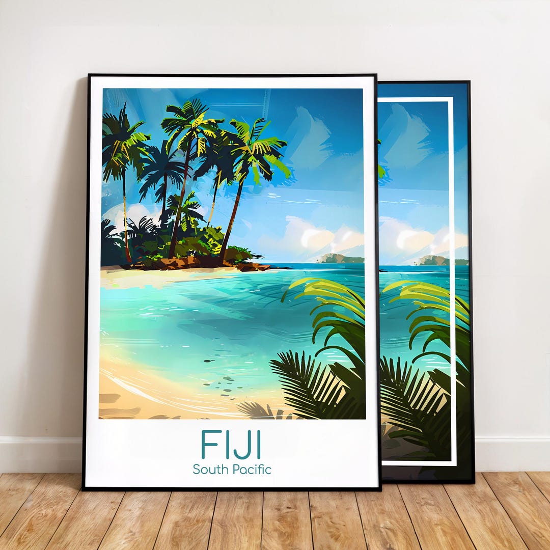 Fiji Travel Poster, Fiji Poster Wall Art, South Pacific Vintage Poster ...