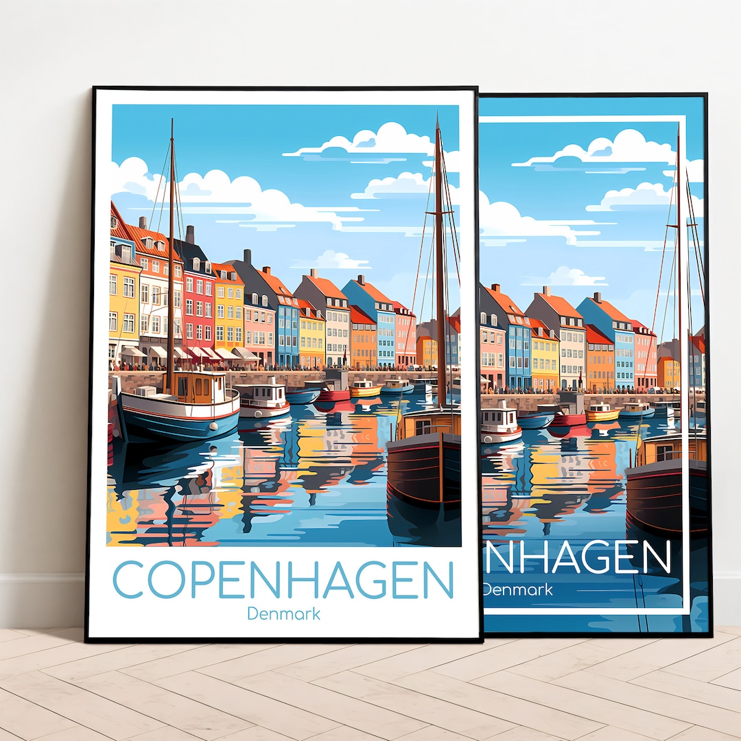 Copenhagen Travel Poster Copenhagen Poster Wall Art Denmark Vintage ...