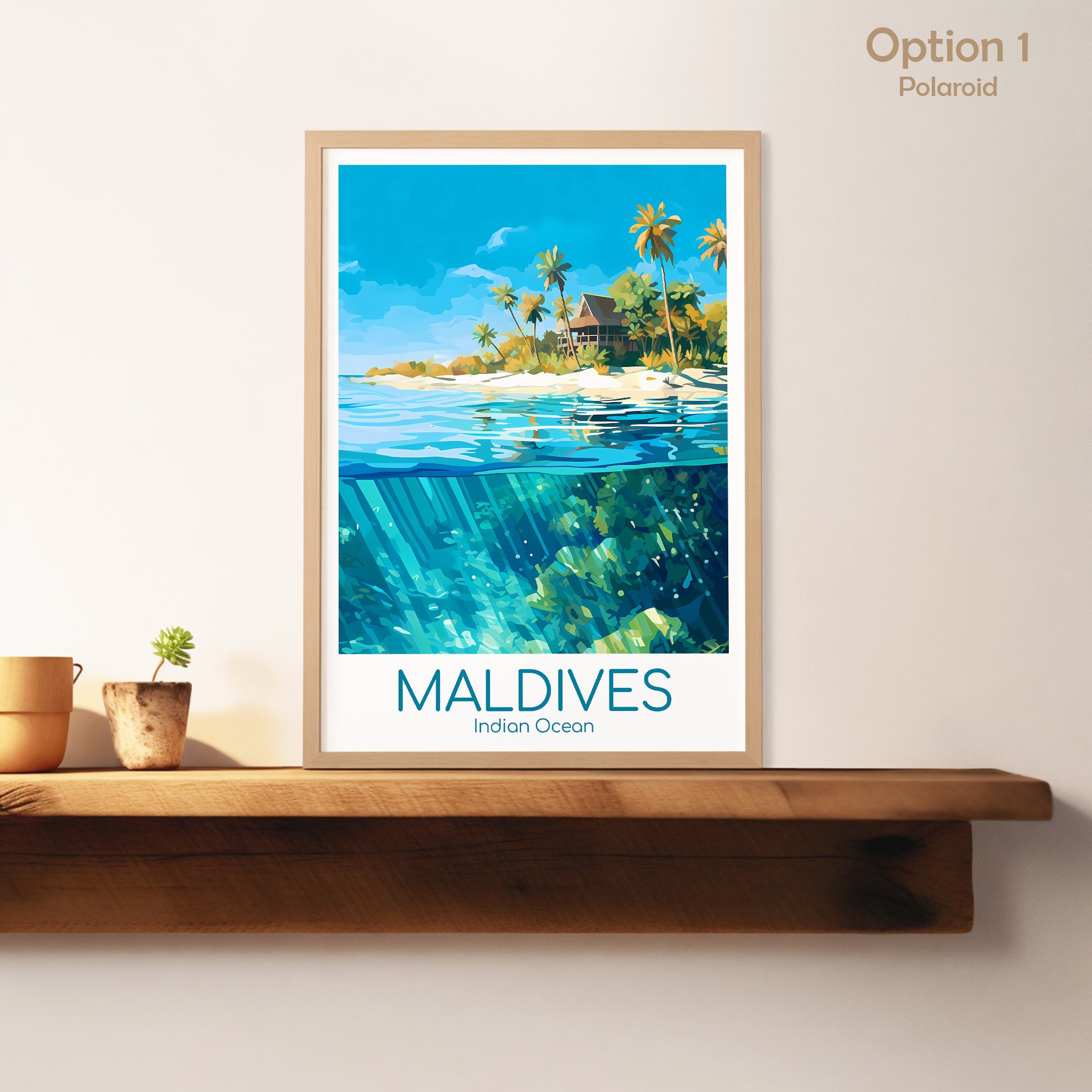 Maldives Travel Poster Maldives Poster Wall Art Indian Ocean Vintage ...