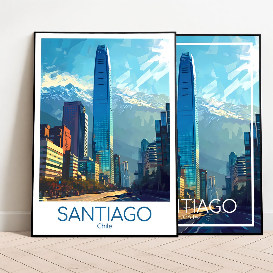 Santiago De Chile Travel Poster Santiago Poster Wall Art Chile Vintage ...