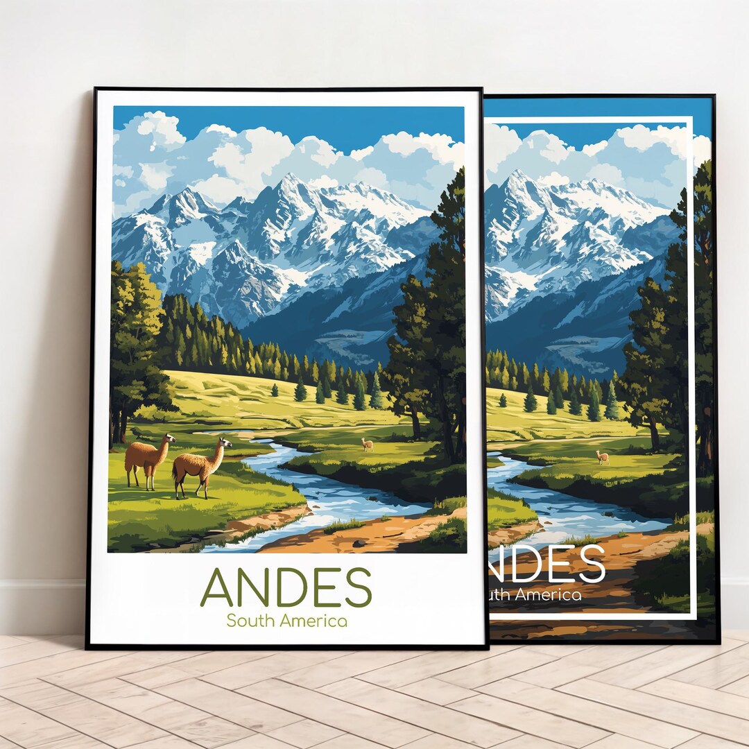 Andes Travel Poster Andes Poster Wall Art South America Vintage Poster ...