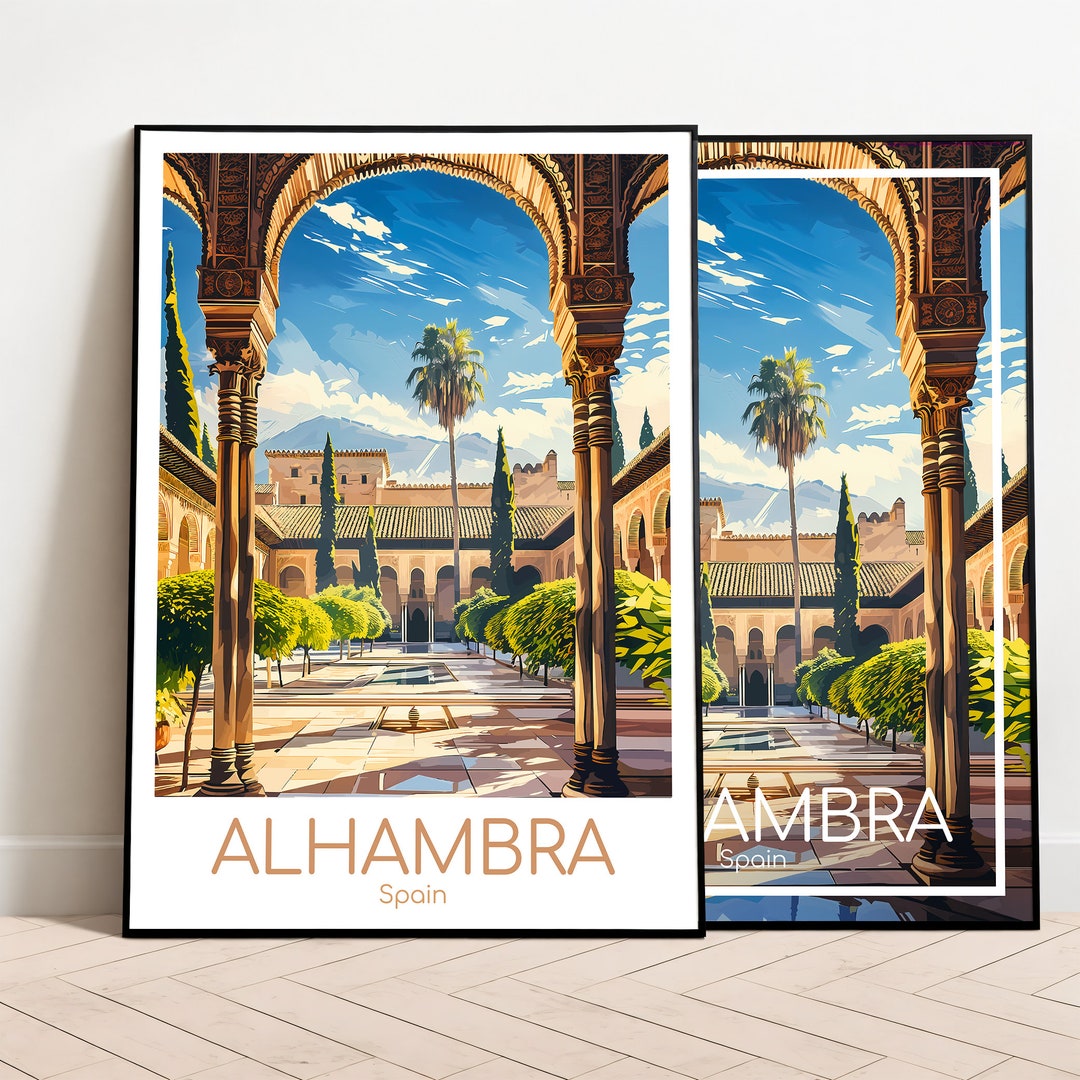 Alhambra Travel Poster Alhambra Poster Wall Art Spain Vintage Poster ...