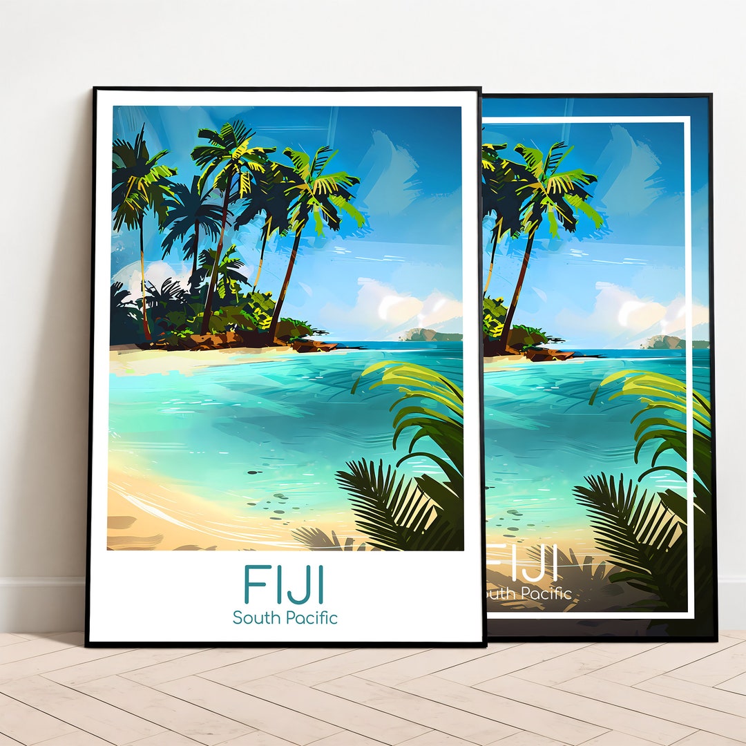 Fiji Travel Poster Fiji Poster Wall Art South Pacific Vintage Poster ...