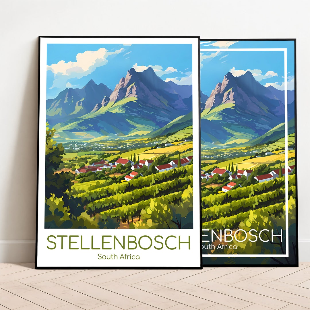 Stellenbosch Travel Poster Stellenbosch Poster Wall Art South Africa ...
