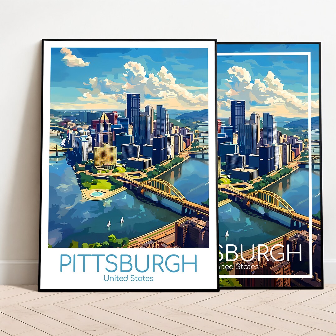 Pittsburgh Travel Poster Pittsburgh Poster Wall Art USA Vintage Poster ...