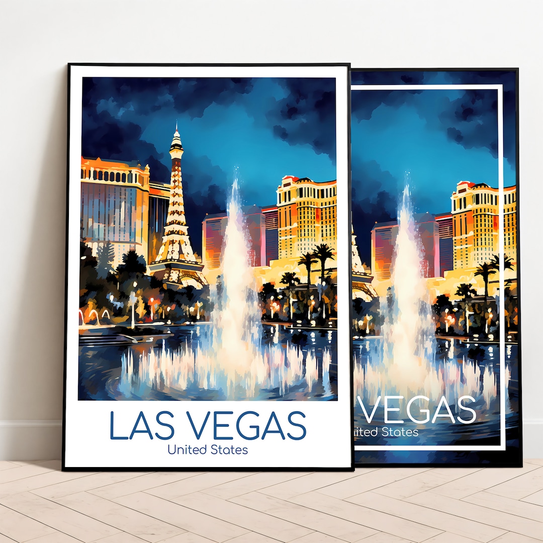 Las Vegas Reiseposter Nacht Las Vegas Poster Wall Art Amerika USA ...