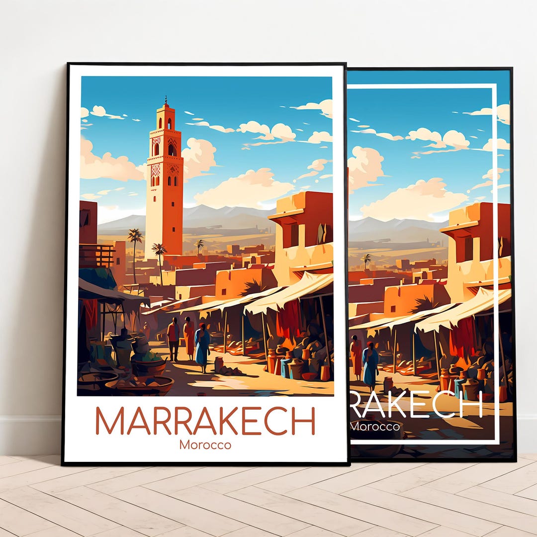 Marrakech Travel Poster Marrakech Poster Wall Art Morocco Vintage ...