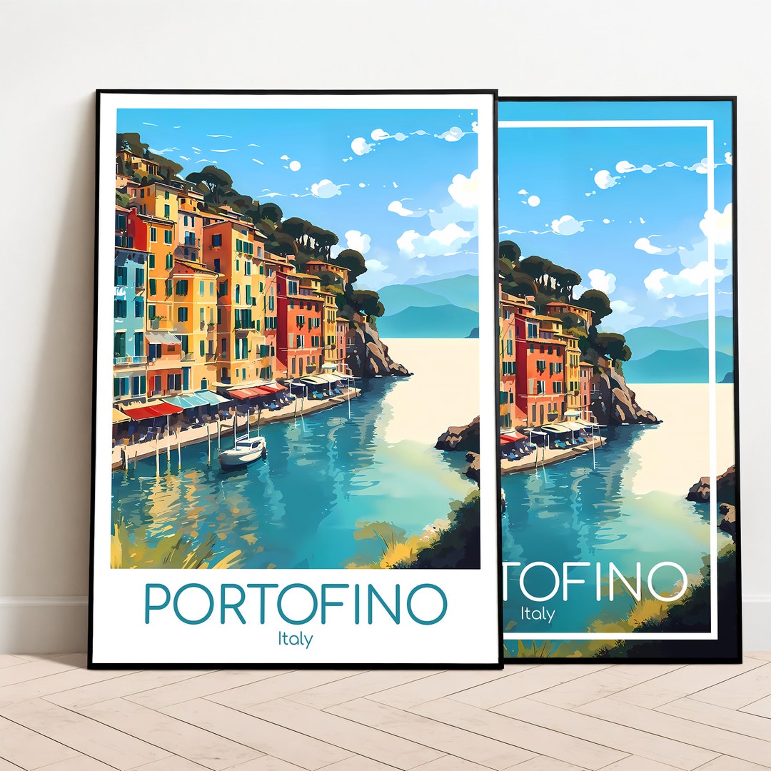 Portofino Travel Poster Portofino Poster Wall Art Italy Vintage Poster ...