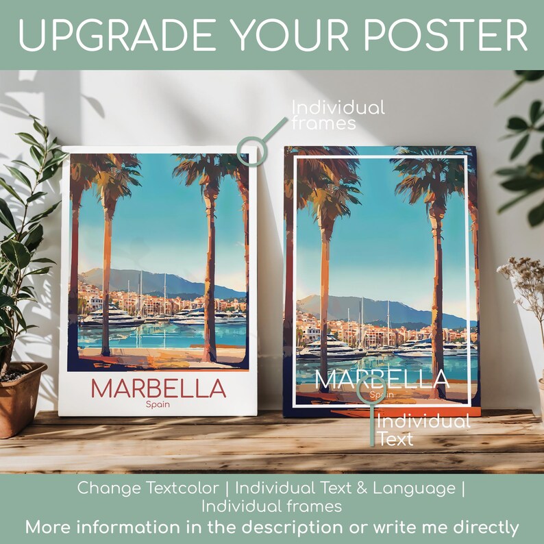Marbella Travel Poster Marbella Poster Wall Art Spain Vintage Poster ...