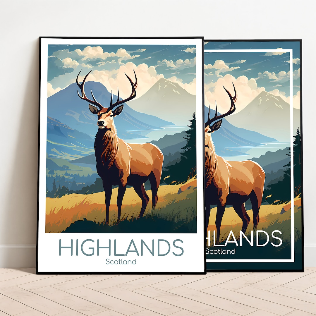 Scottish Highlands Travel Poster Scottish Highlands Poster Wall Art ...