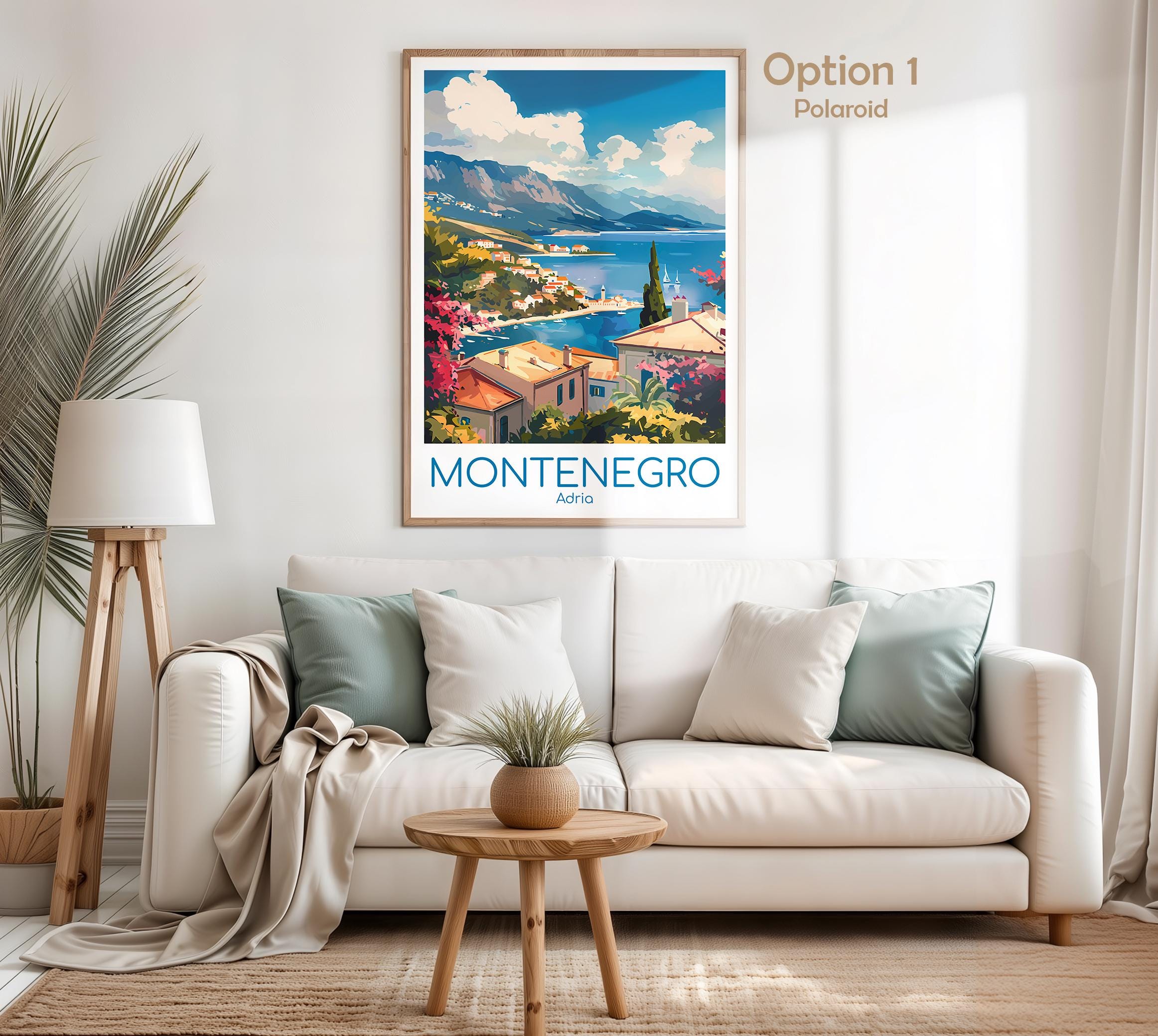 Montenegro Travel Poster, Montenegro Poster Wall Art, Adriatic Vintage ...