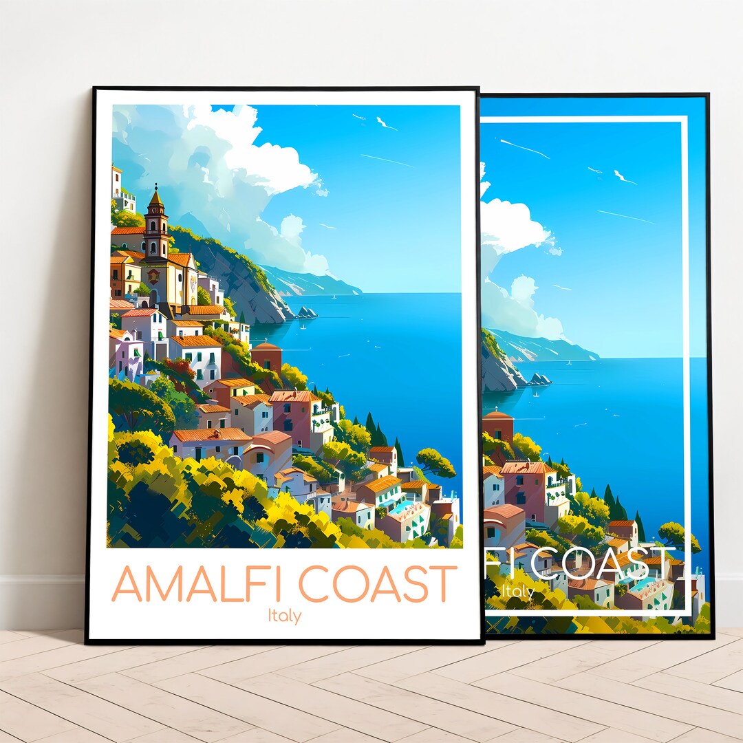 Amalfi Coast Travel Poster Amalfi Coast Poster Wall Art Italy Vintage ...