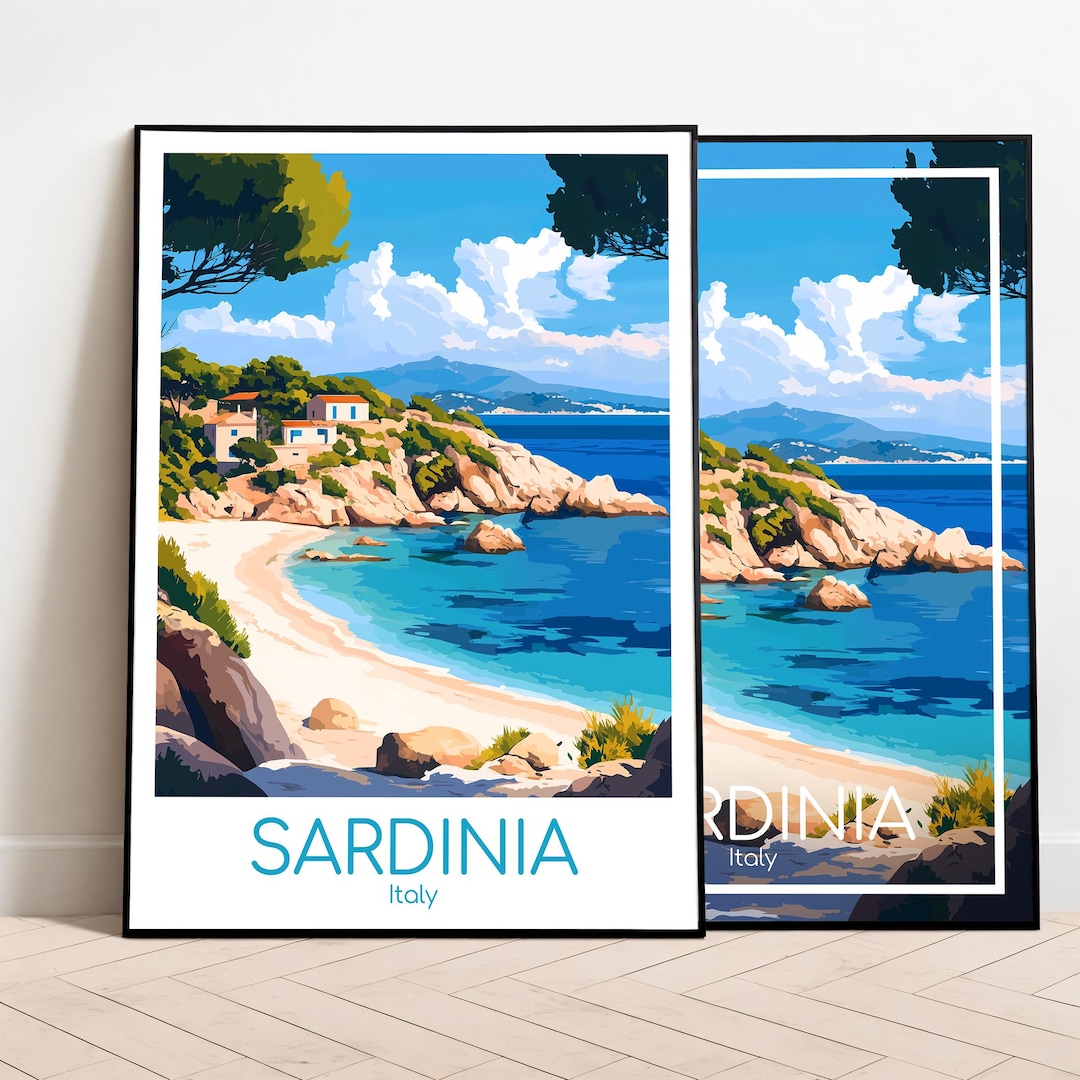 Sardinia Travel Poster Sardinia Poster Wall Art Italy Vintage Poster ...