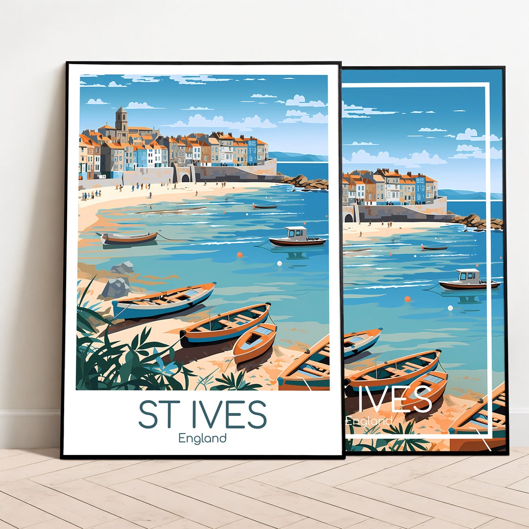 St Ives Travel Poster St Ives Poster Wall Art England Vintage Poster St ...