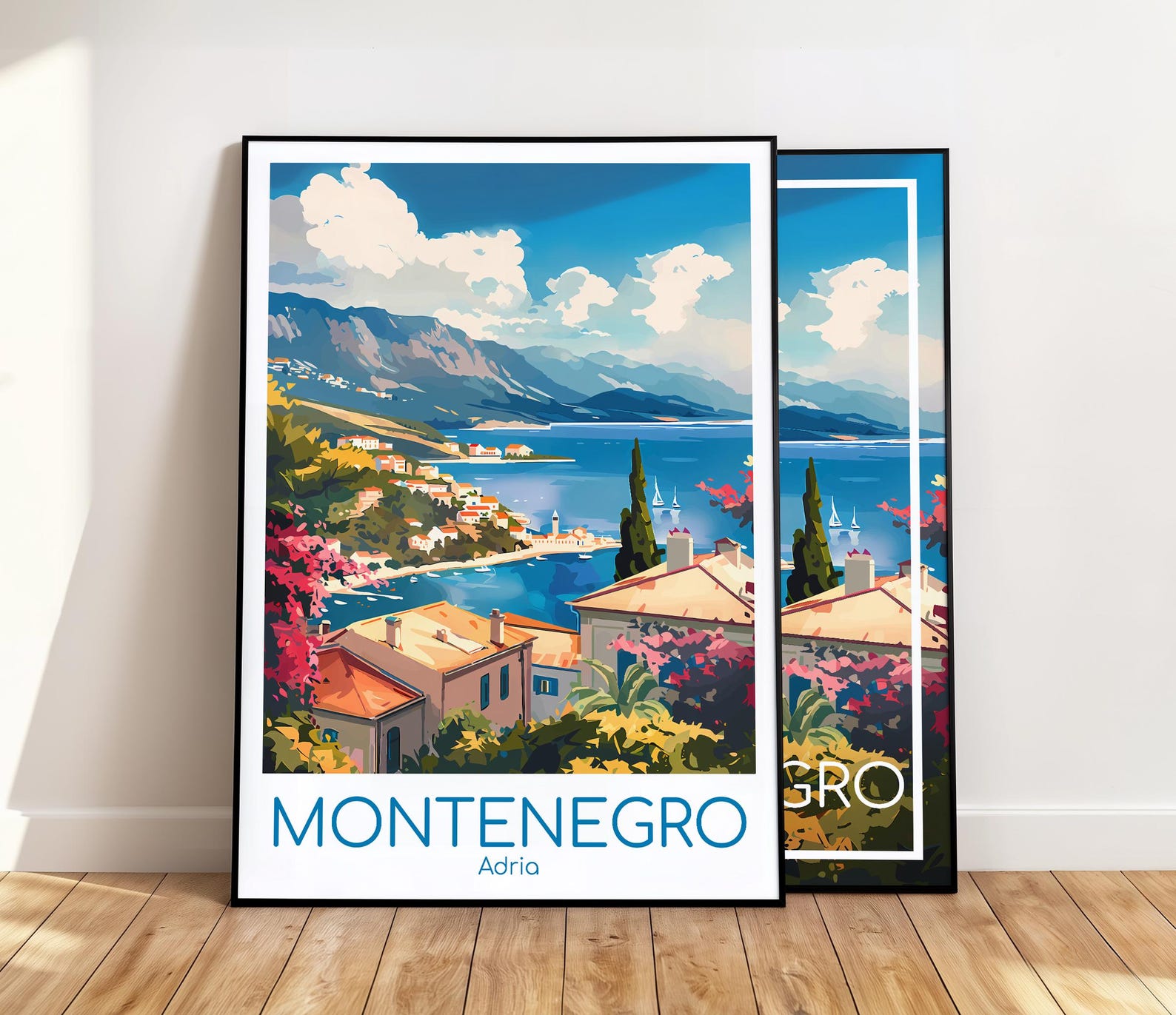 Montenegro Travel Poster, Montenegro Poster Wall Art, Adriatic Vintage ...