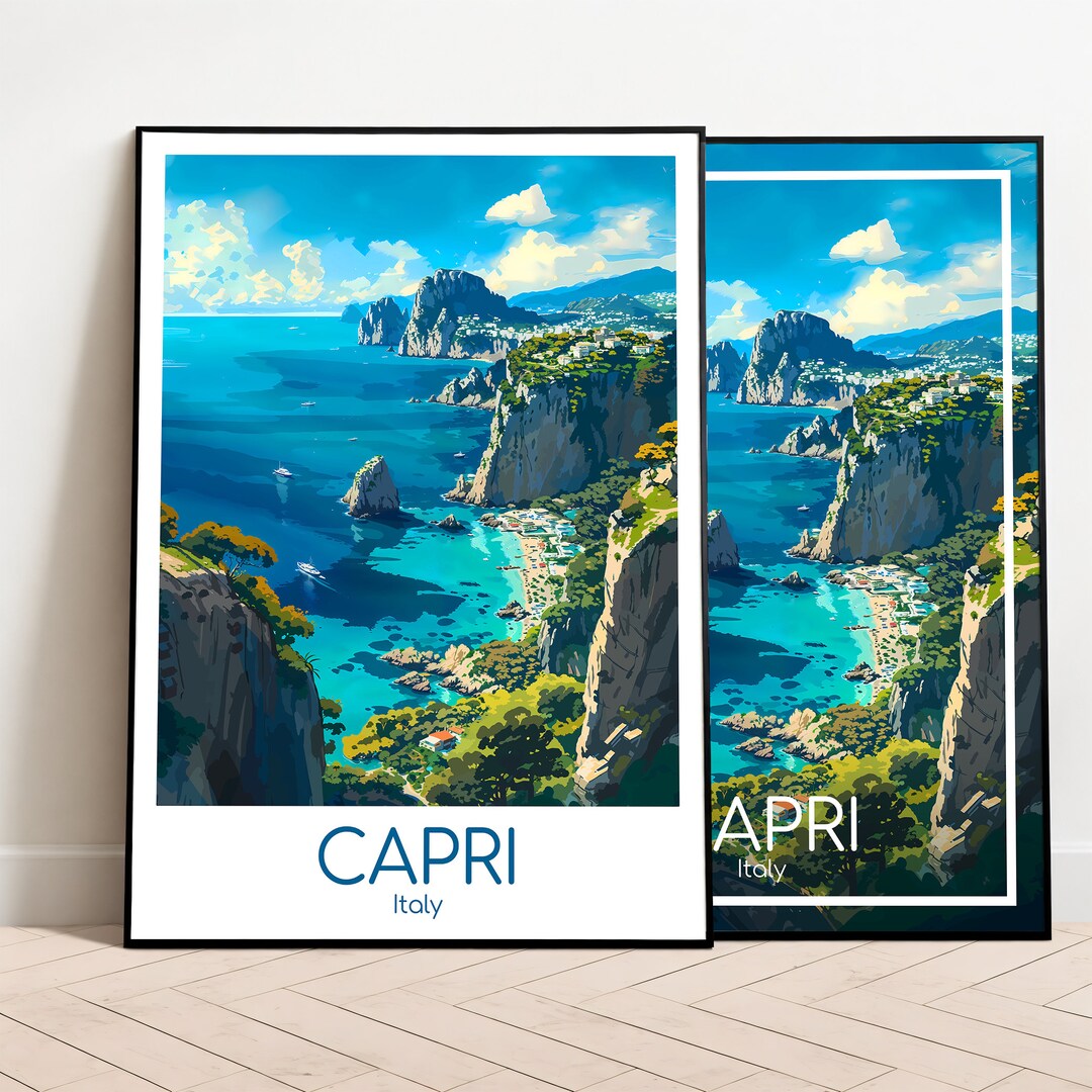 Capri Travel Poster Coast Capri Poster Coast Wall Art Italy Vintage ...