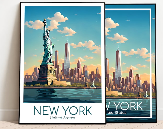 New York Print, Travel Poster, American Art, New York City, Vintage ...