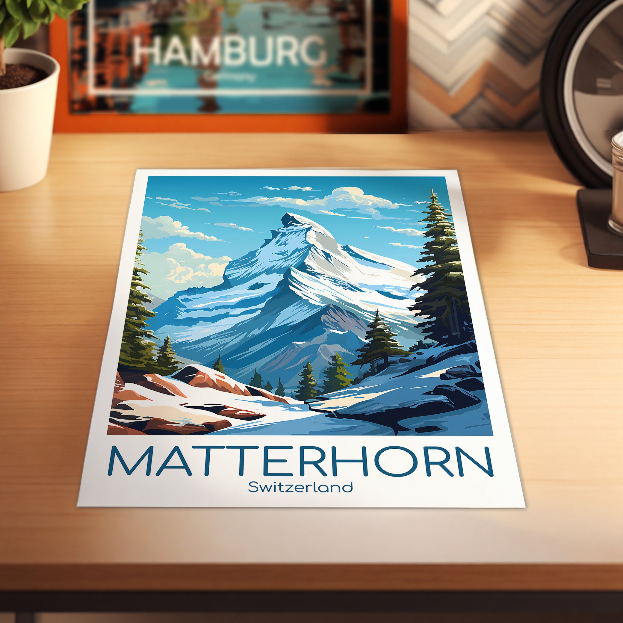 Matterhorn Travel Poster Matterhorn Poster Wall Art Switzerland Vintage ...