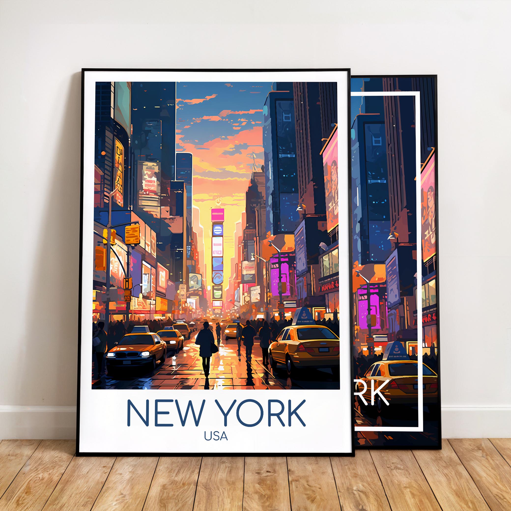 Times Square Poster Wall Art New York Times Square Poster USA Vintage ...