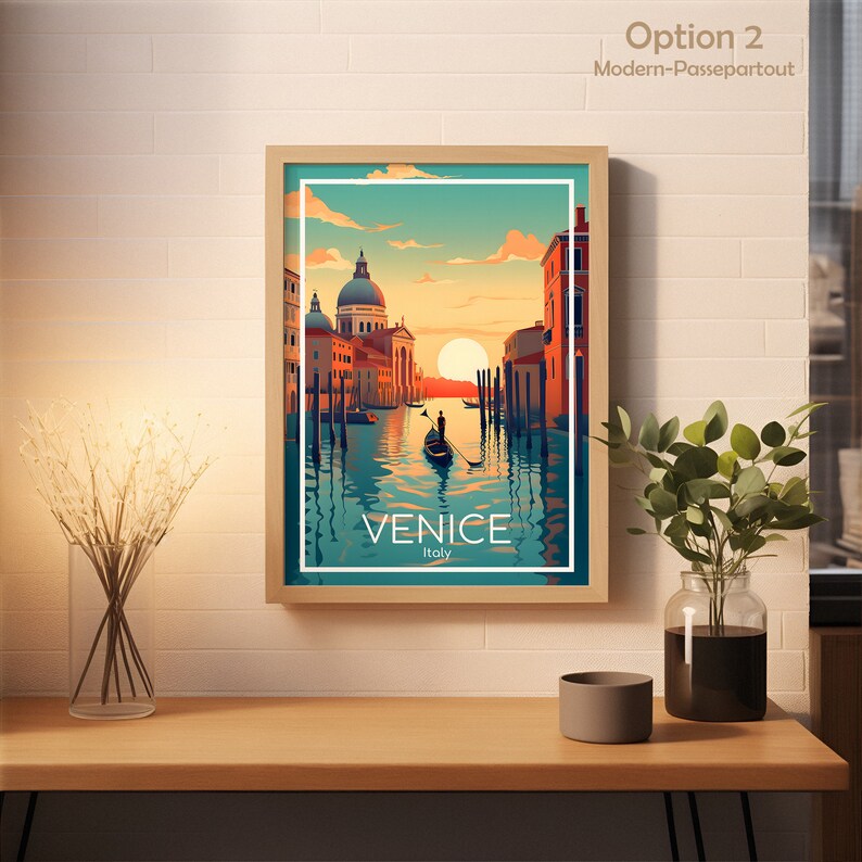 Venice Travel Poster Venice Poster Wall Art Italy Vintage - Etsy
