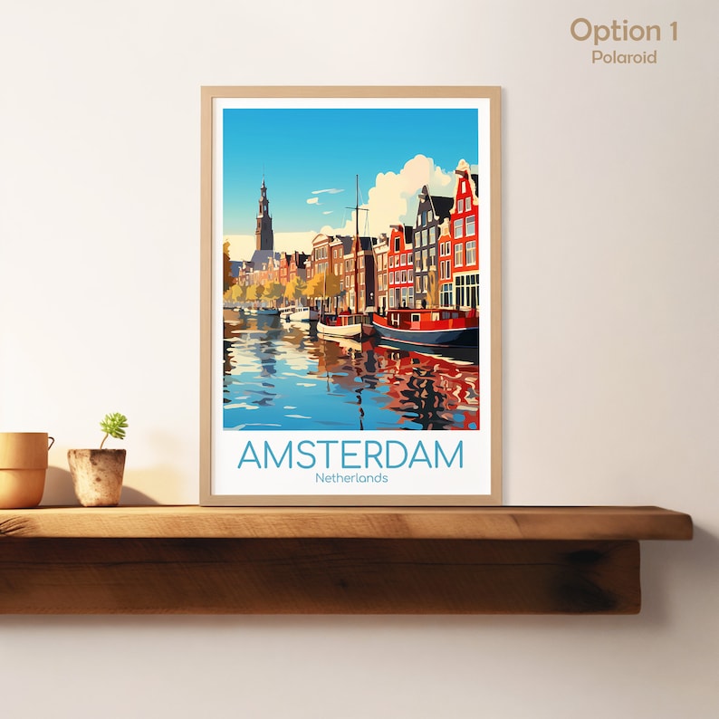 Amsterdam Travel Poster Amsterdam Poster Wall Art Netherlands Vintage ...