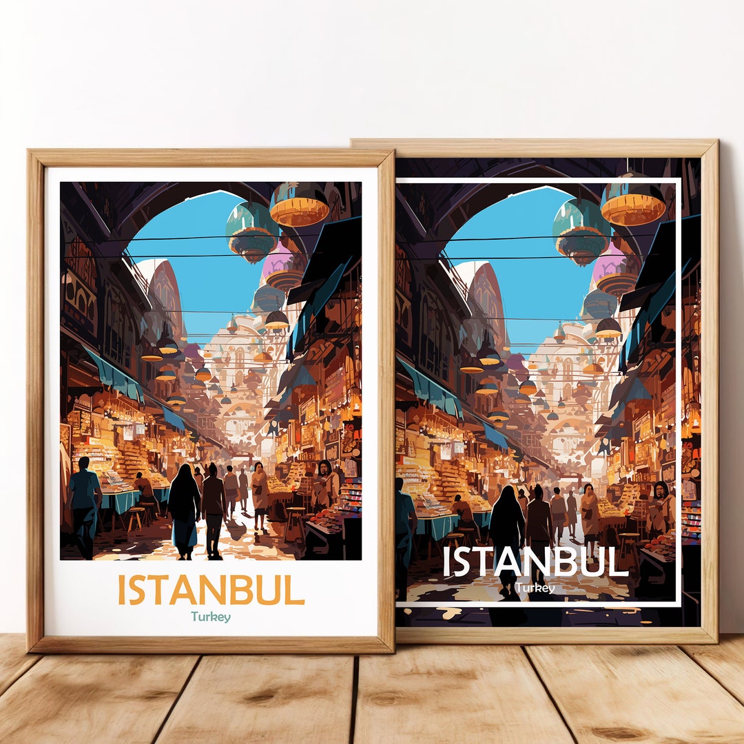 Istanbul Travel Poster Grand Bazaar Istanbul Poster Wall Art - Etsy