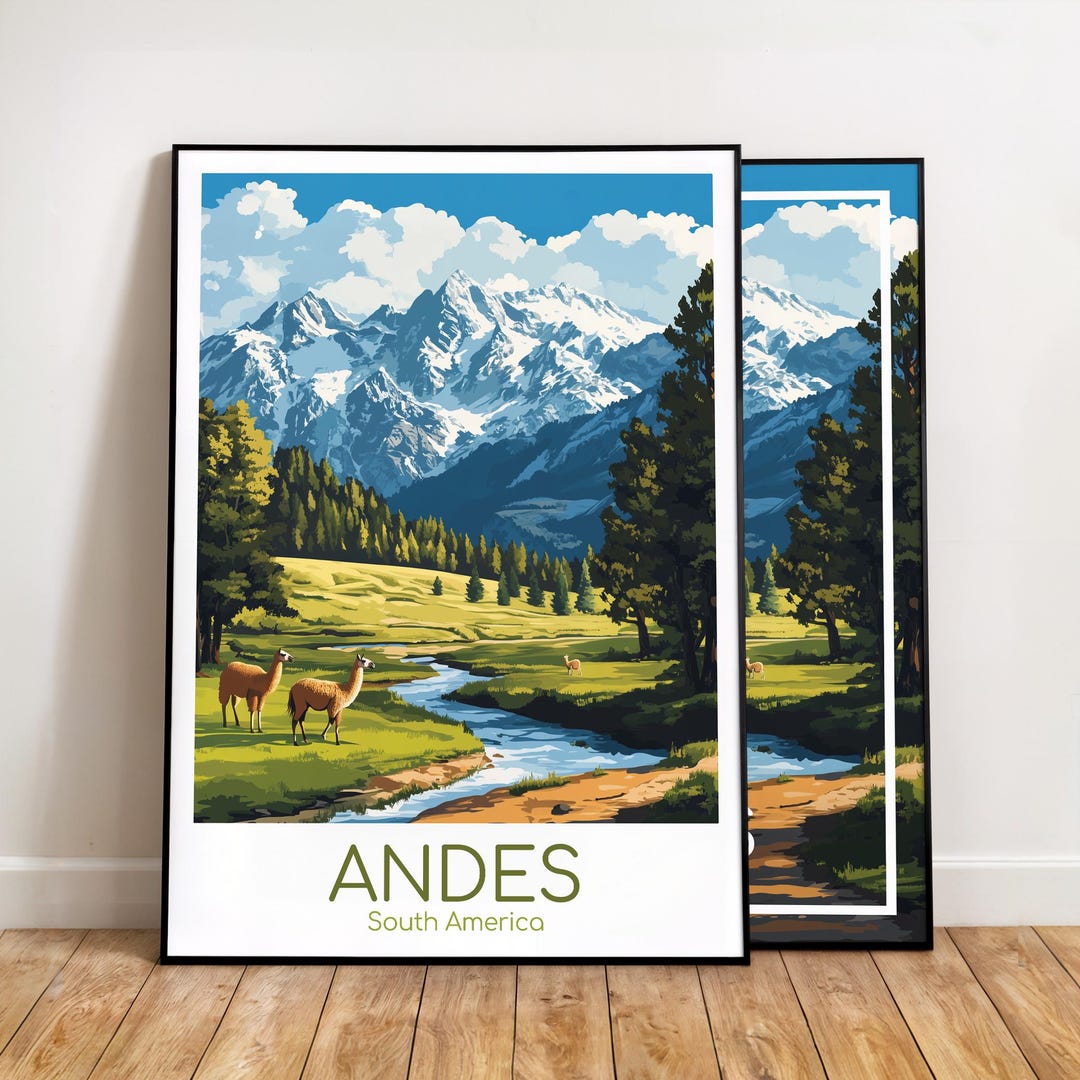 Andes Travel Poster Andes Poster Wall Art South America Vintage Poster ...