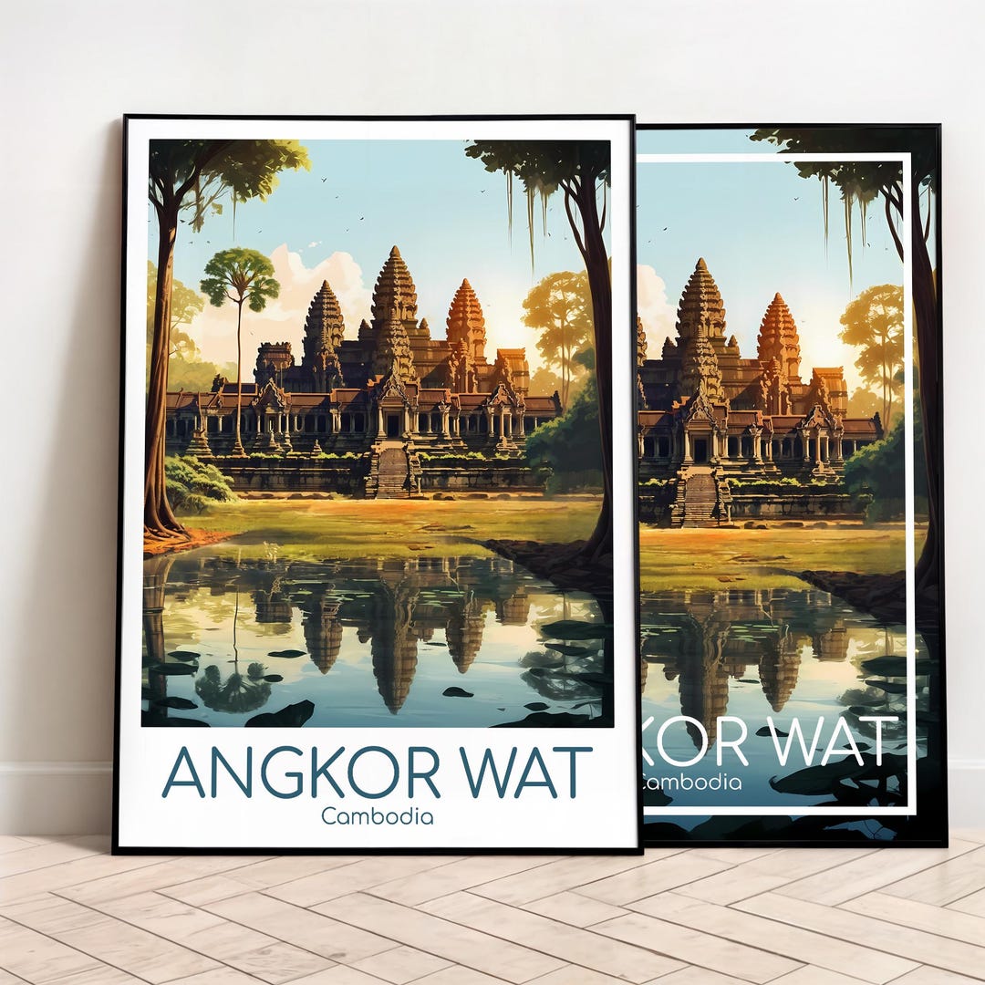 Angkor Wat Travel Poster Angkor Wat Poster Wall Art Cambodia Vintage ...