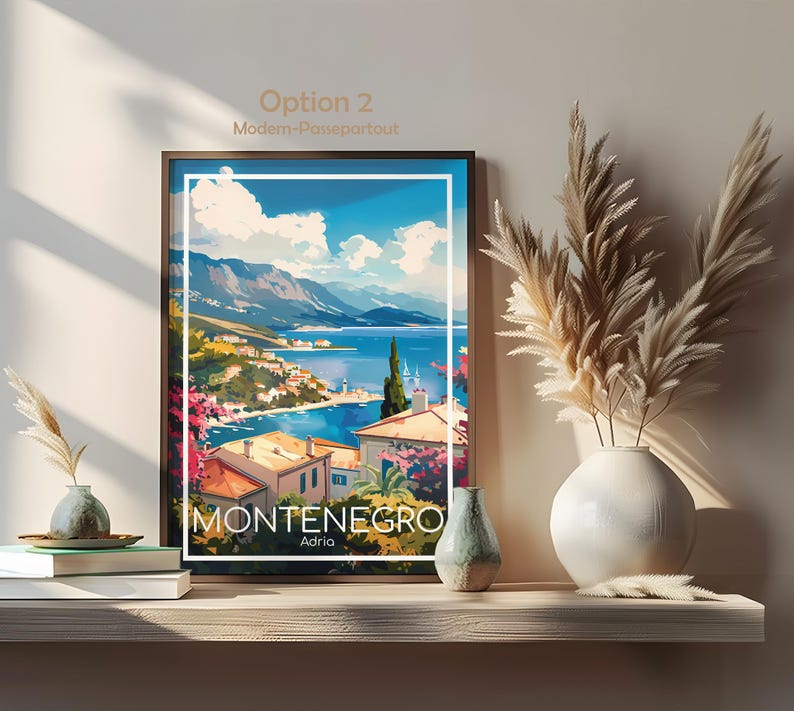 Montenegro Travel Poster, Montenegro Poster Wall Art, Adriatic Vintage ...