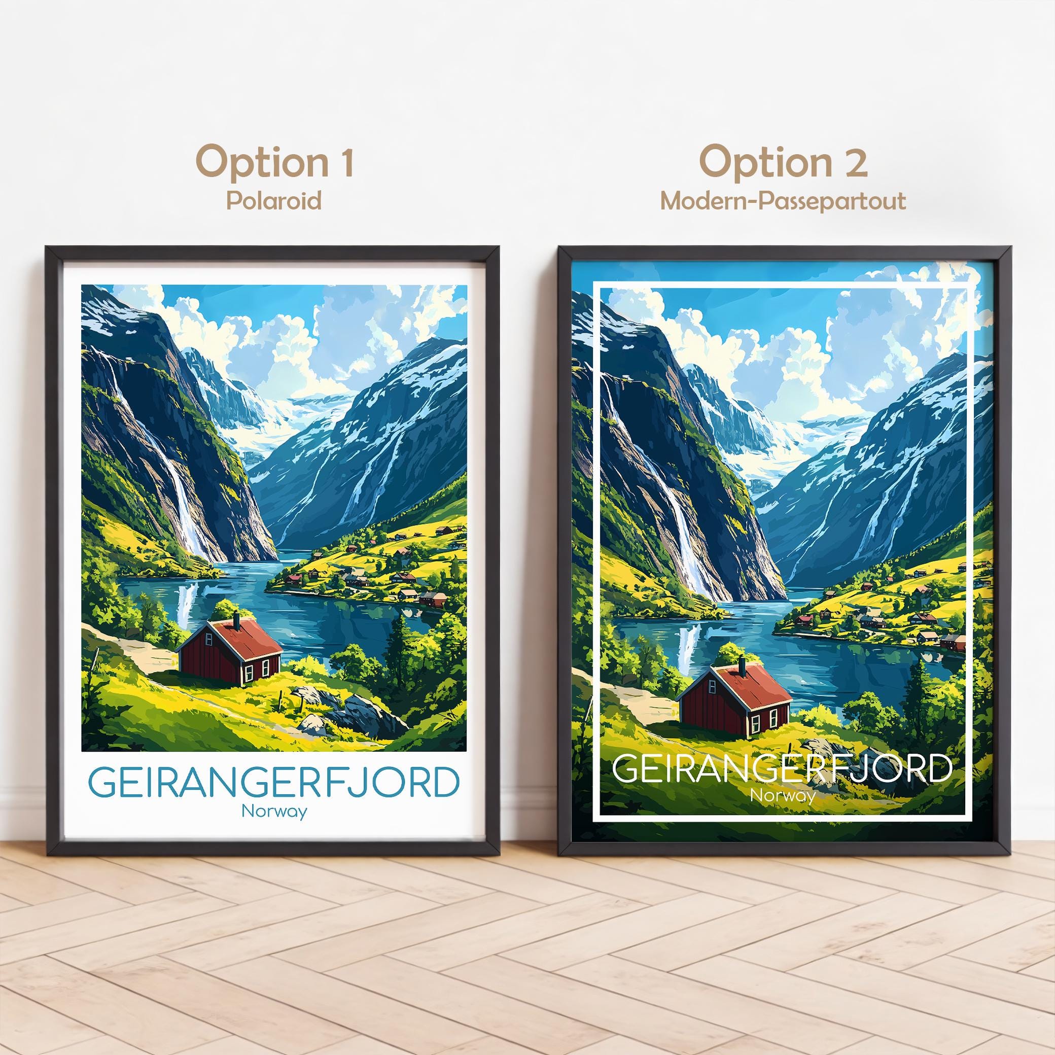 Geirangerfjord Travel Poster Norway Poster Wall Art Vintage ...