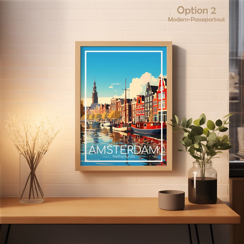 Amsterdam Travel Poster Amsterdam Poster Wall Art Netherlands Vintage ...