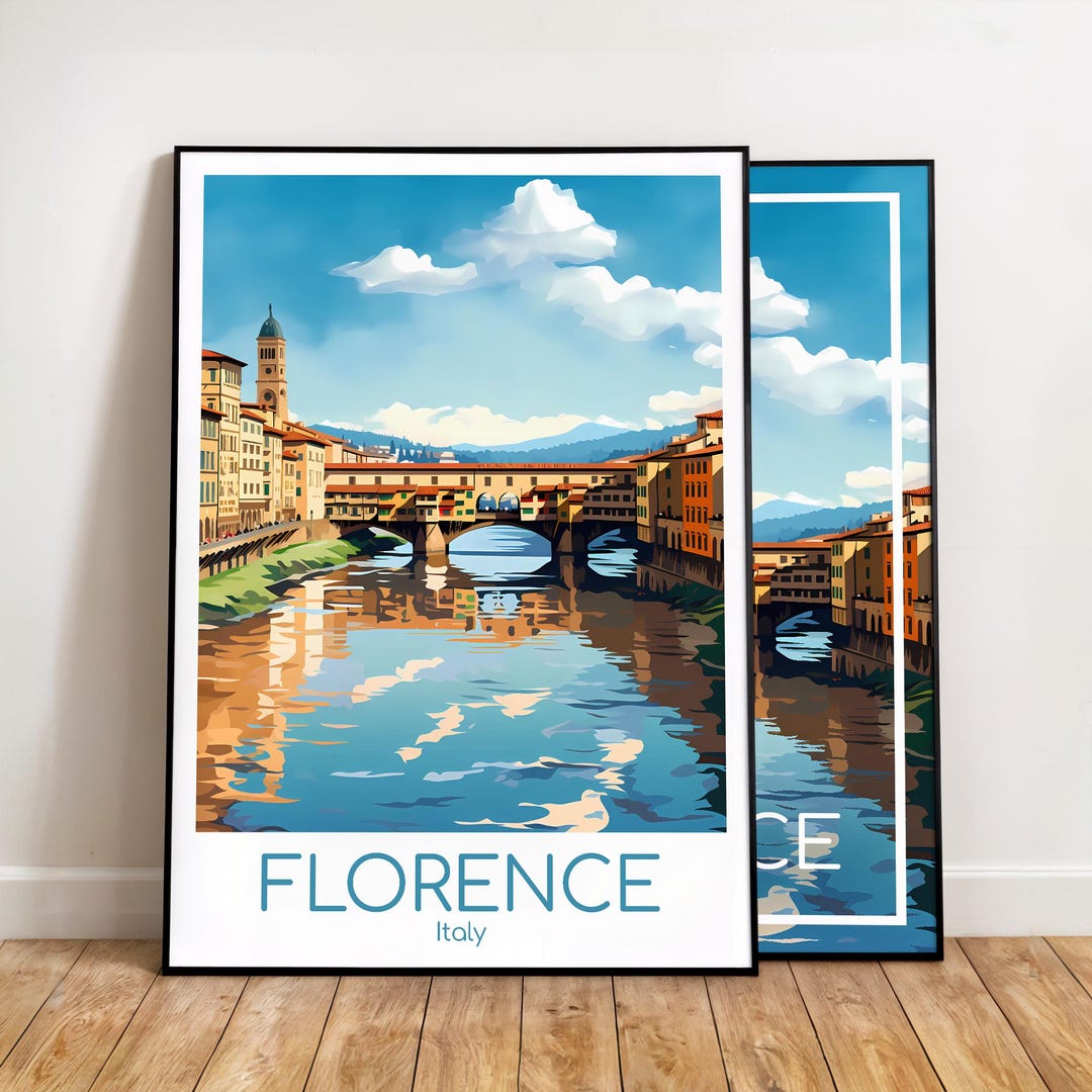 Florence Travel Poster Ponte Vecchio Florence Poster Ponte Vecchio ...