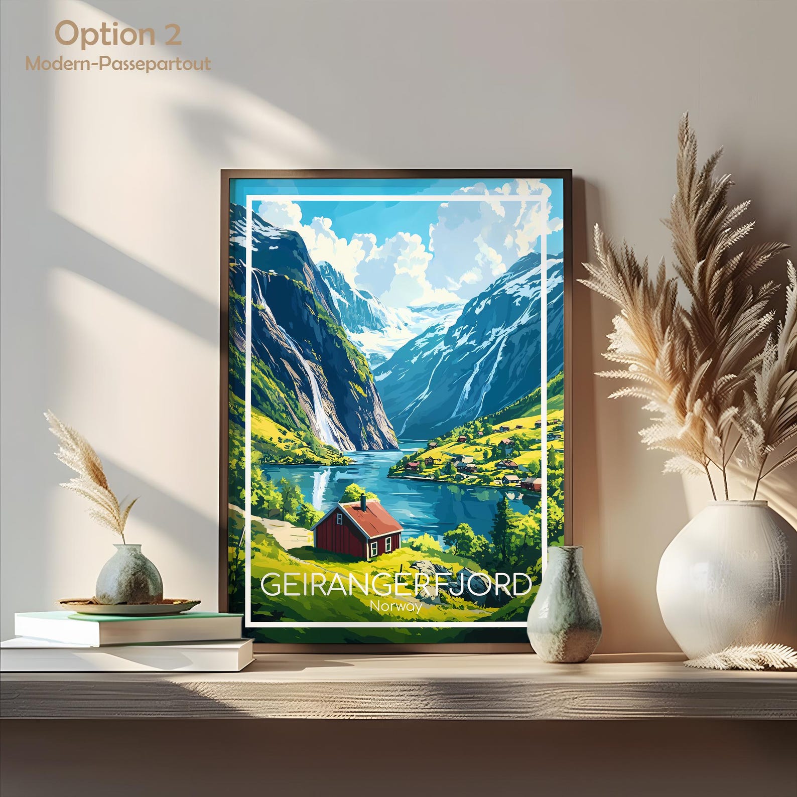 Geirangerfjord Travel Poster Norway Poster Wall Art Vintage ...