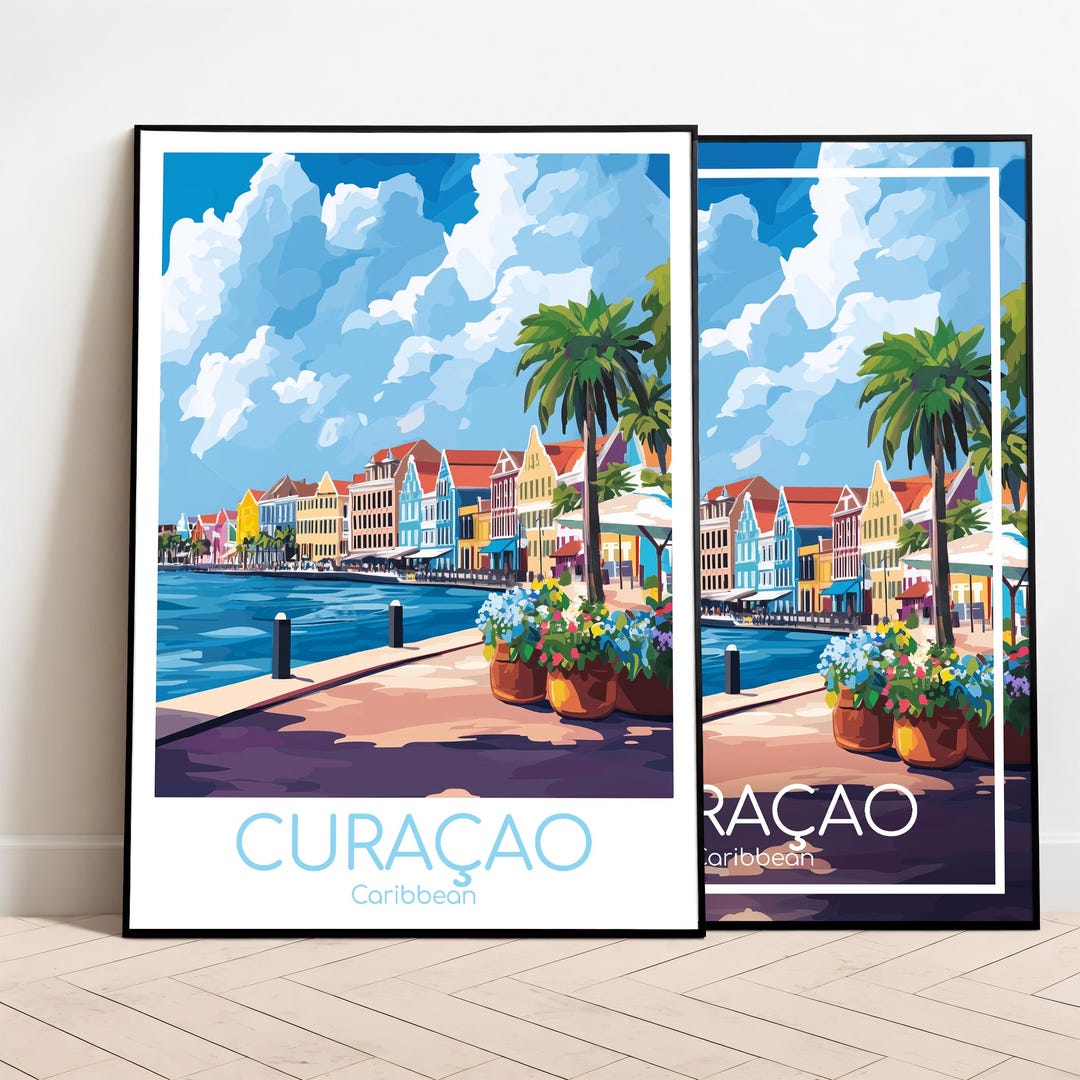 Curacao Travel Poster Curacao Poster Wall Art Caribbean Vintage Poster ...