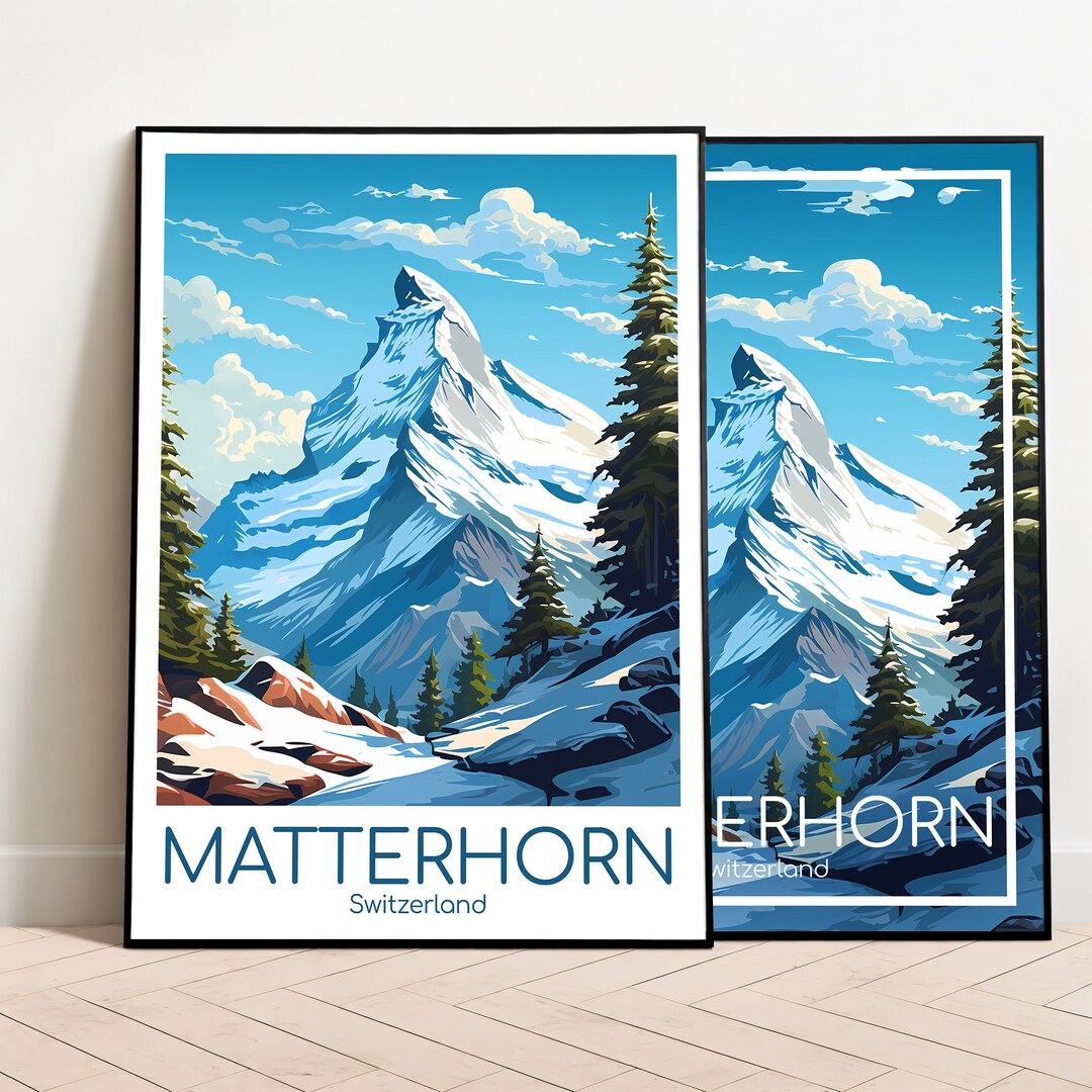 Matterhorn Travel Poster Matterhorn Poster Wall Art Switzerland Vintage ...