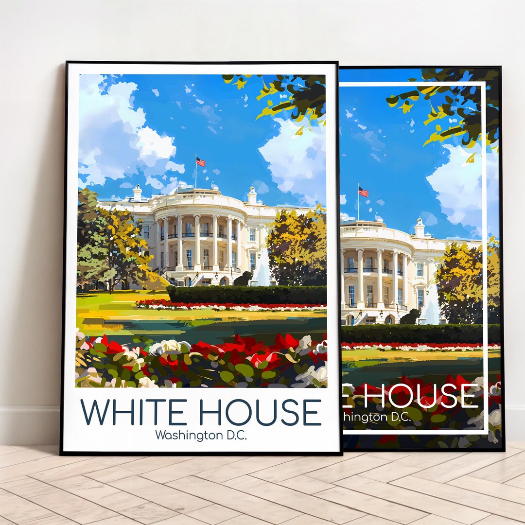 White House Washington Travel Poster White House Poster Wall Art USA ...