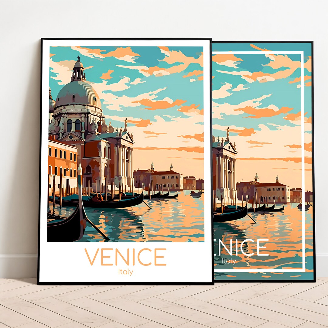 Venice Travel Poster Venice Poster Wall Art Italy Vintage - Etsy