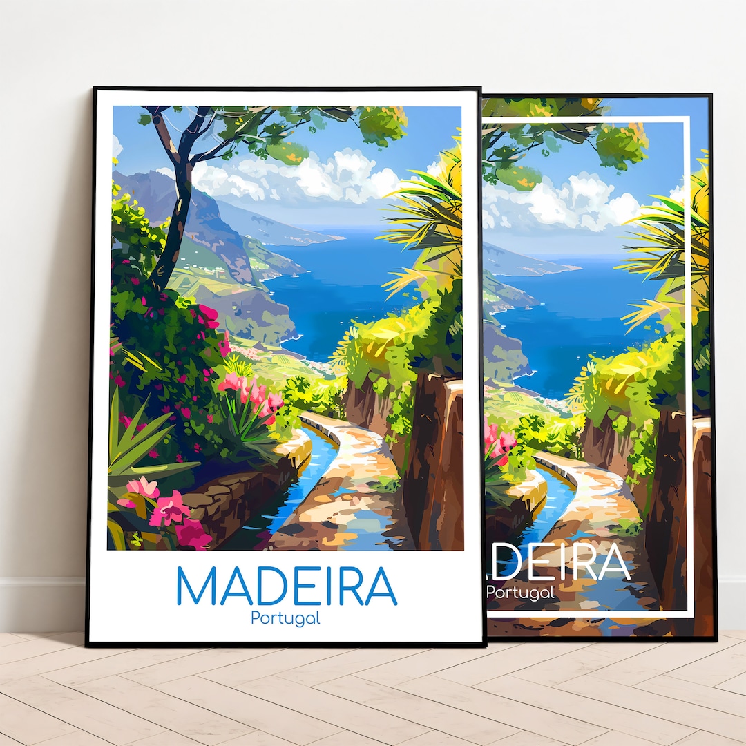 Madeira Travel Poster Madeira Poster Wall Art Portugal Vintage Poster ...