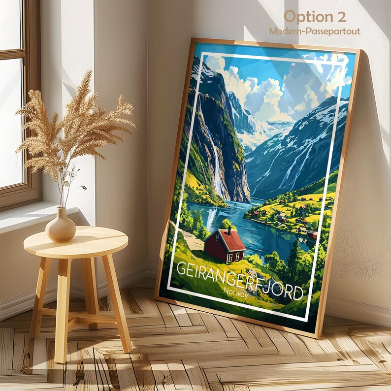 Geirangerfjord Travel Poster Norway Poster Wall Art Vintage ...