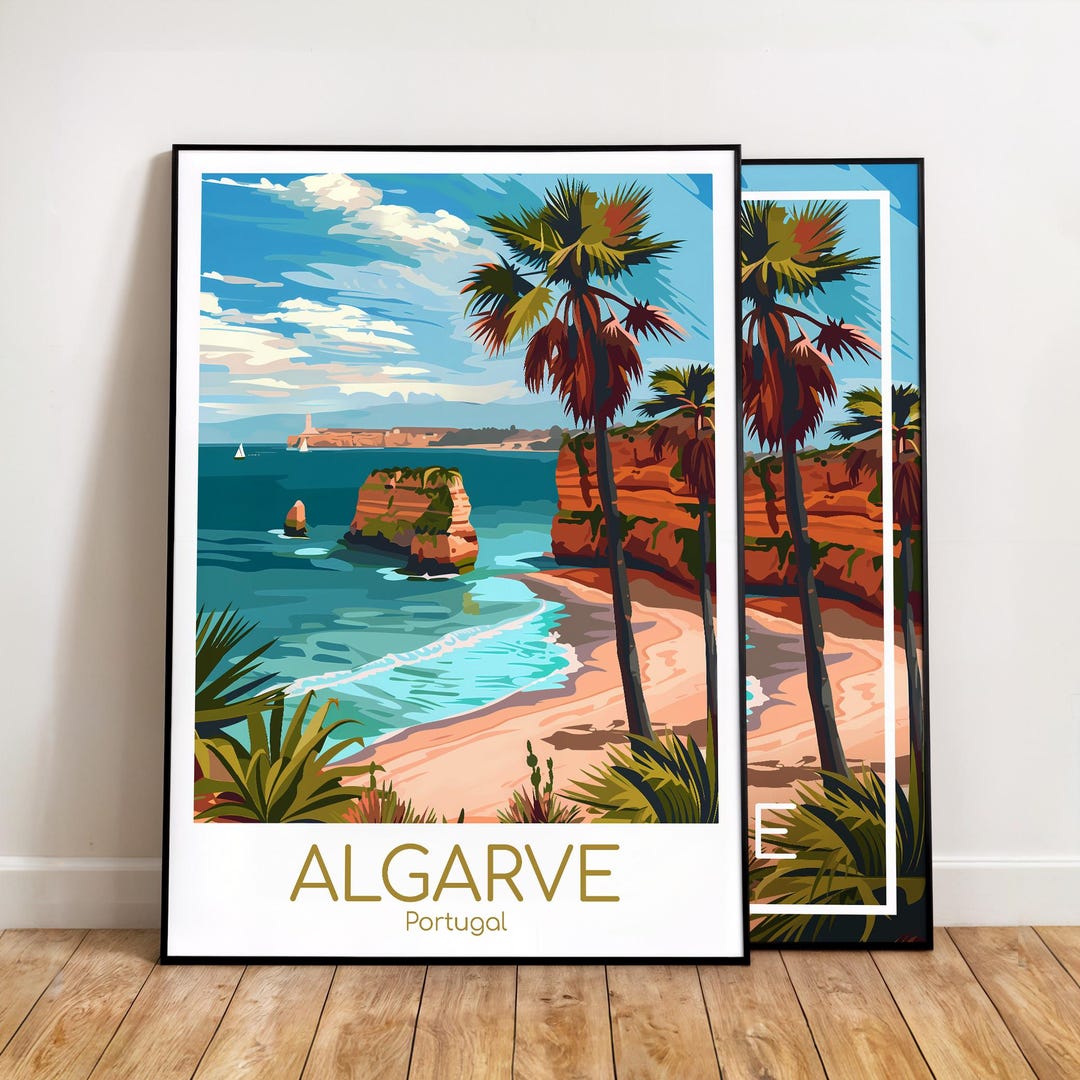 Algarve Travel Poster Coast Algarve Poster Coast Portugal Vintage ...
