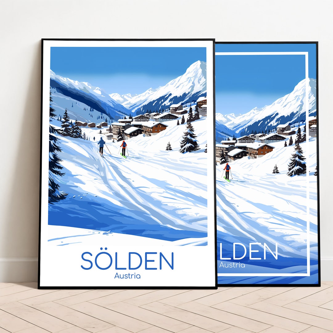 Sölden Travel Poster Sölden Poster Wall Art Austria Vintage Poster ...