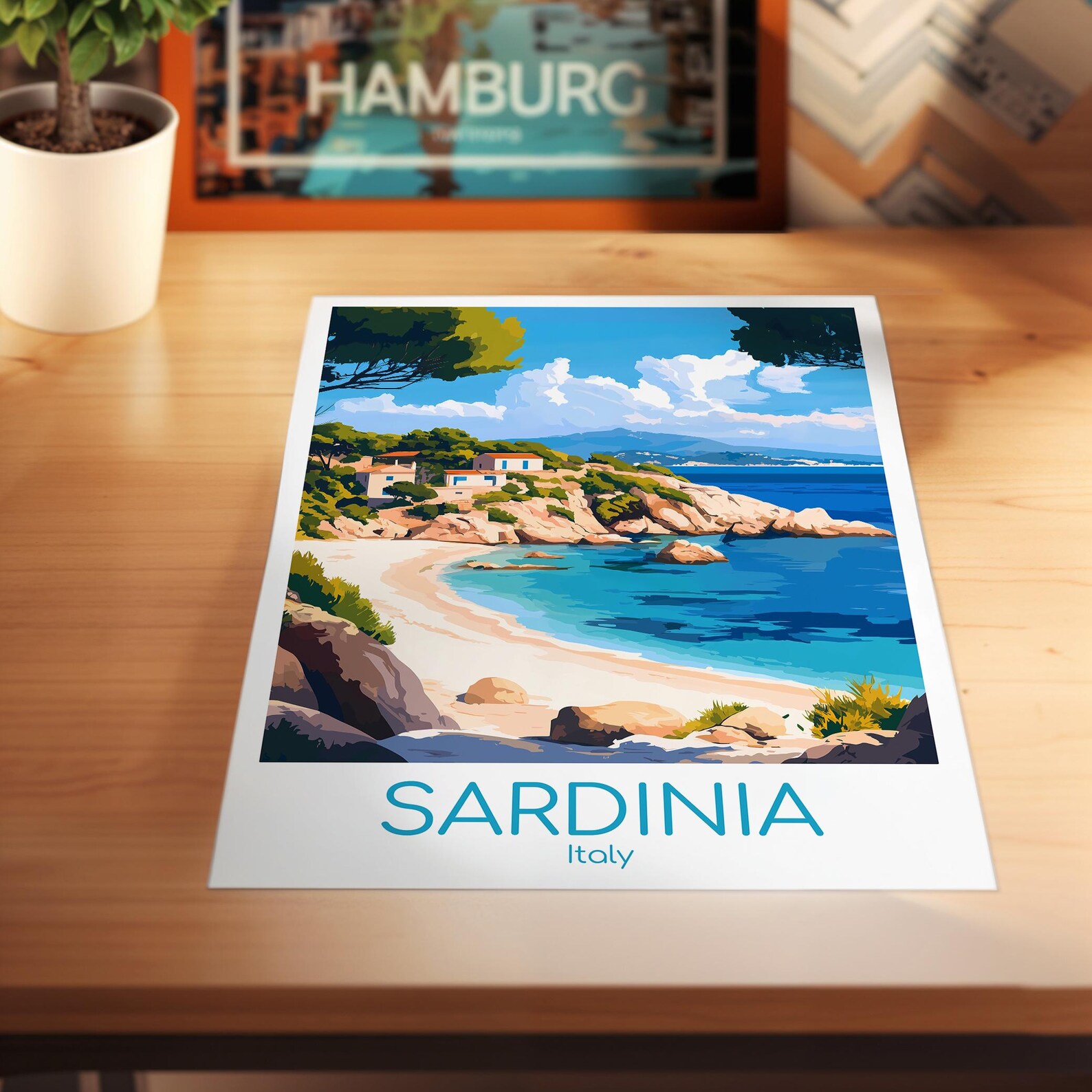 Sardinia Poster Wall Art Sardinia Travel Poster Italy Vintage Poster ...