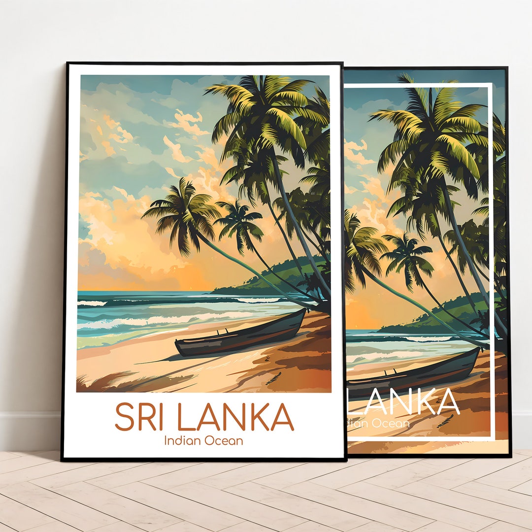 Sri Lanka Travel Poster Sri Lanka Poster Wall Art Indian Ocean Vintage ...