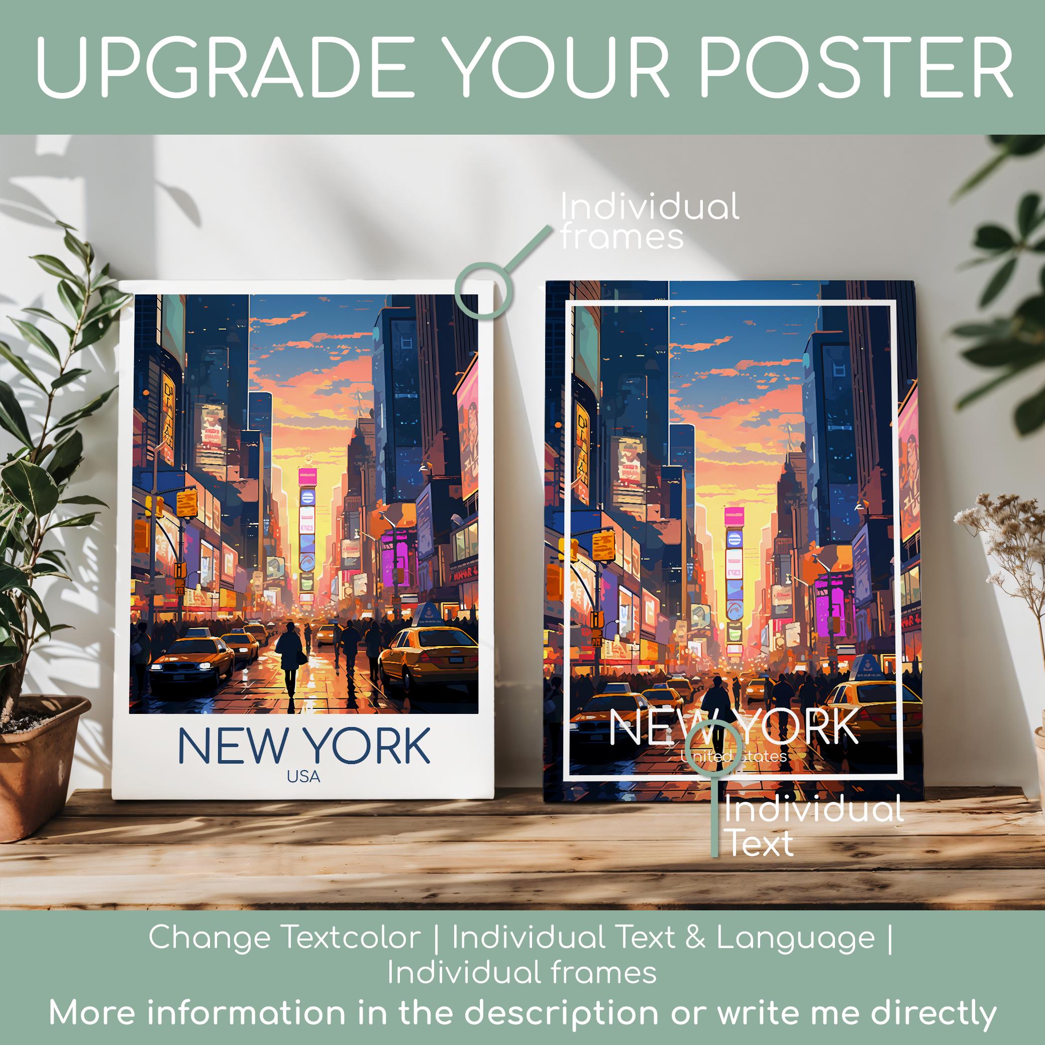 Times Square Poster Wall Art New York Times Square Poster USA Vintage ...