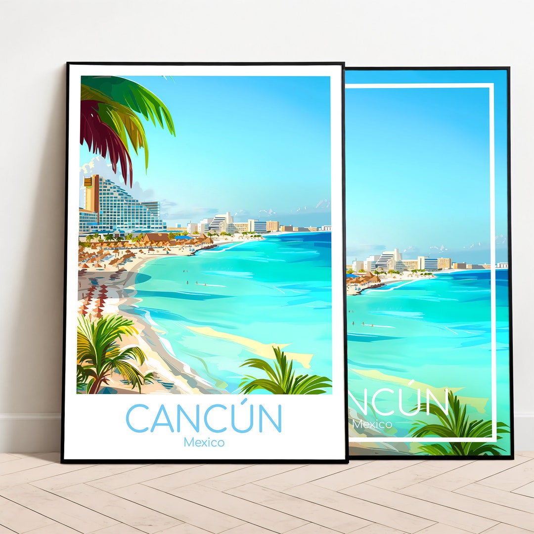 Cancun Travel Poster Cancun Poster Wall Art Mexico Vintage Poster ...